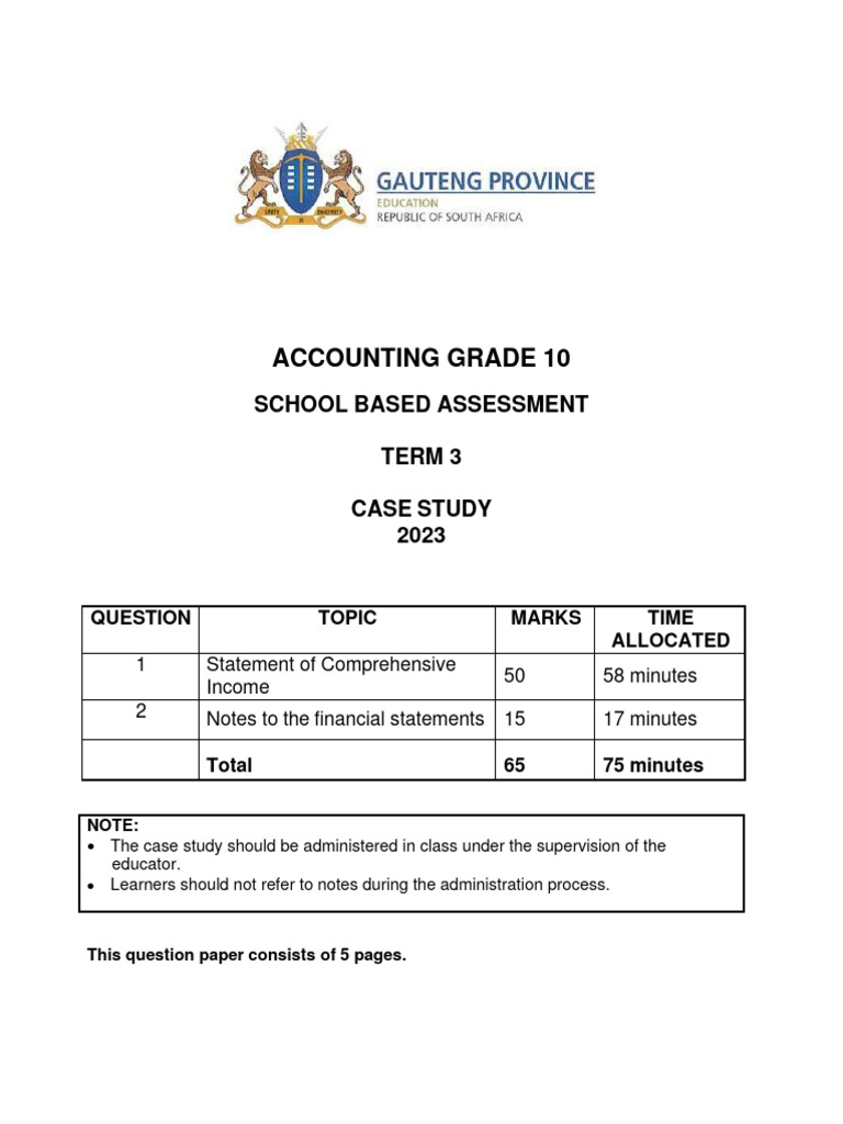 Grade 10 Provincial Case Study QP 2023 | PDF | Debits And Credits | Banks