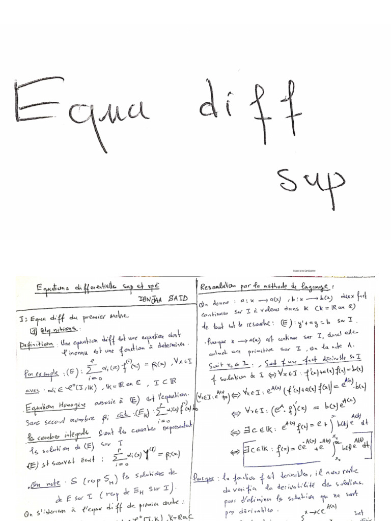 Equa - Diff - Sup - Spe Ibnjaa Said | PDF