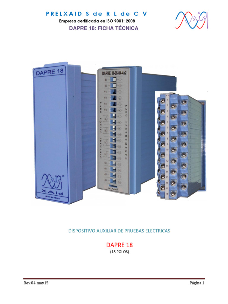 Ficha Tecnica Dapre 18 | PDF | Corriente eléctrica | Aislador ...