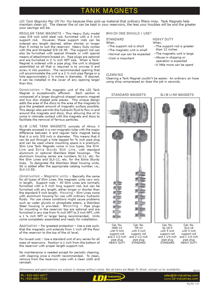 Tank Magnets | PDF | Pipe (Fluid Conveyance) | Magnet