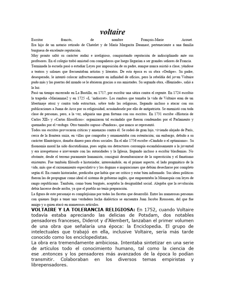 Voltaire Siglo de Las Luces | PDF | Voltaire | Era de iluminacion