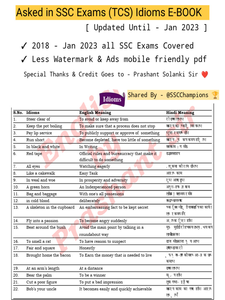 All SSC-TCS Idioms & Phrases (2018-Till 2023) | PDF