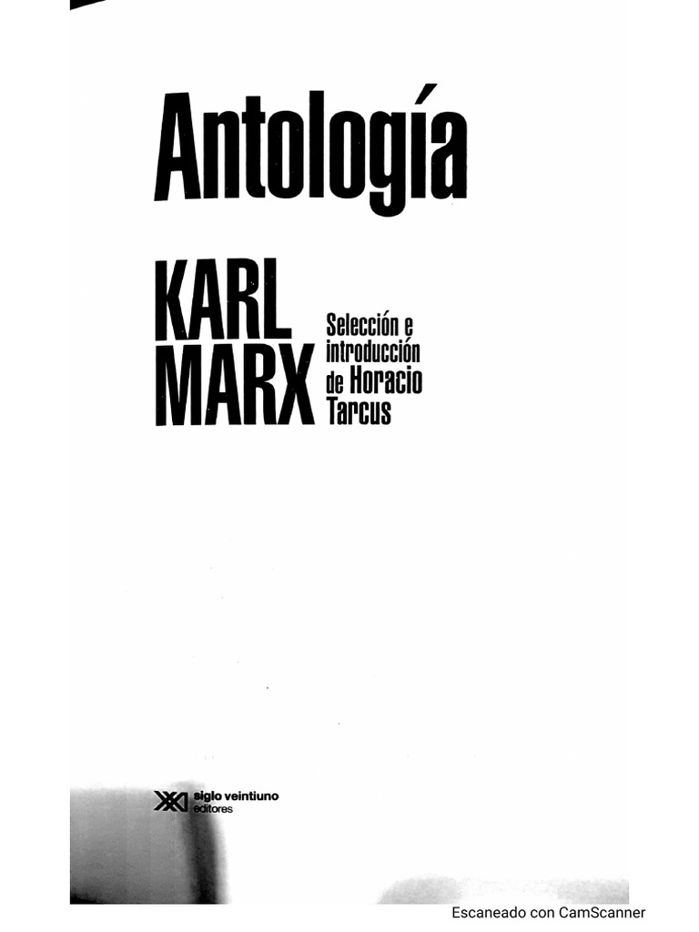 Antología - Karl Marx - Introducción Tarcus 20p | PDF