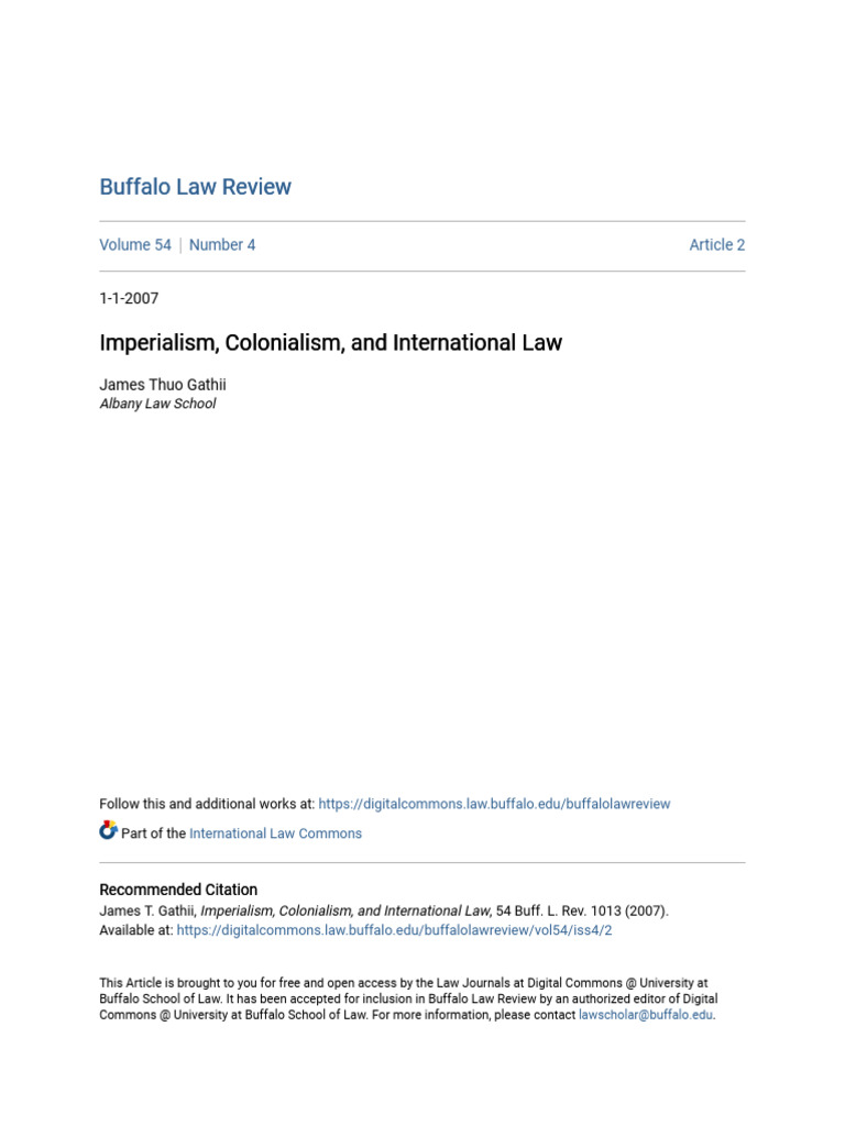 Imperialism Colonialism and International Law | PDF | Imperialism ...