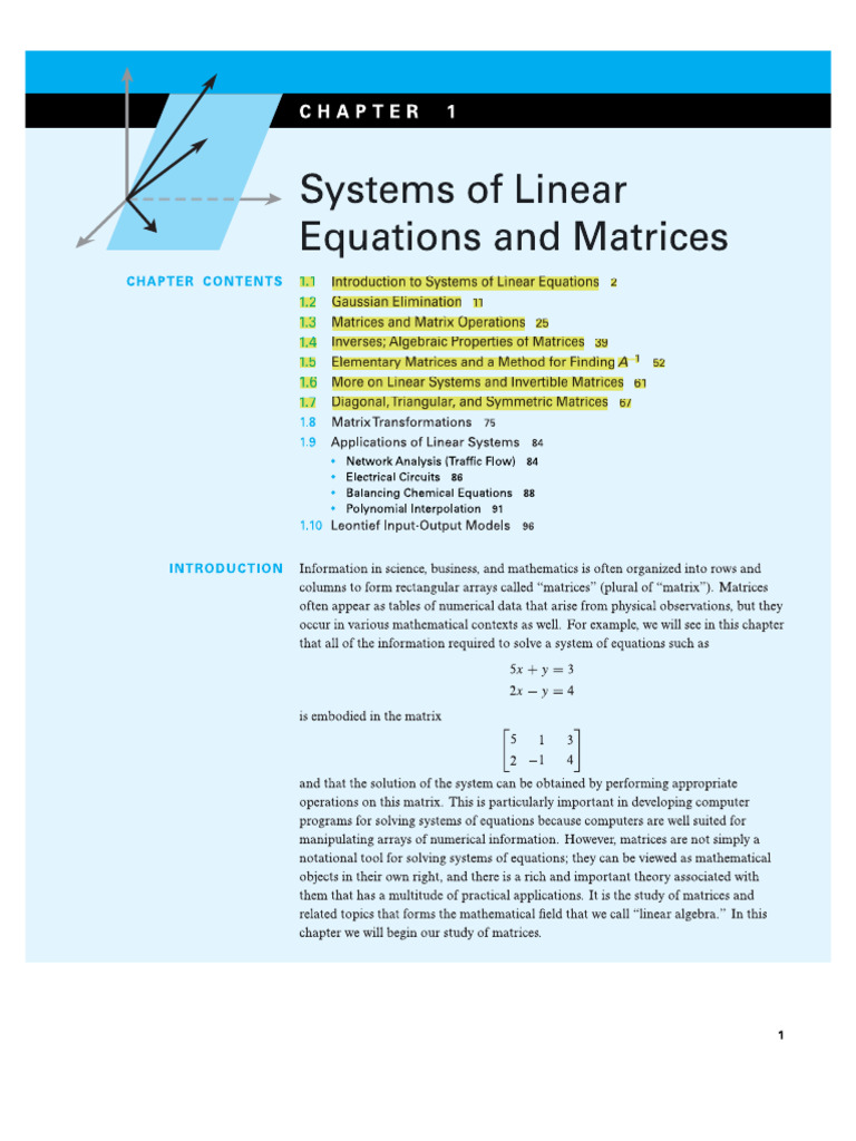 Linear Algebra 1 Chapter 1 | PDF