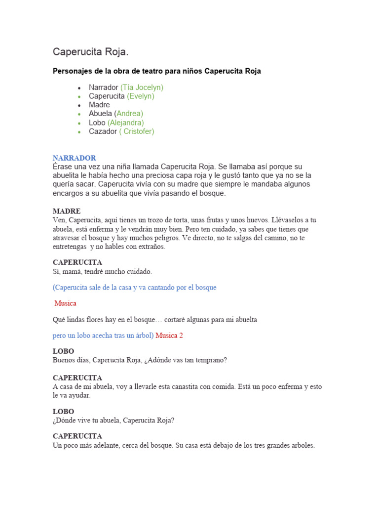 Caperucita Roja: Teatro Infantil | PDF | Caperucita Roja