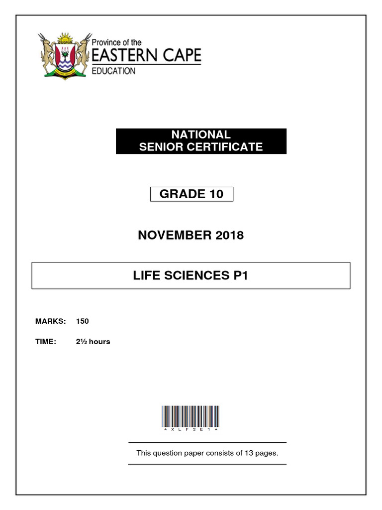 2018 - Life Sciences P1 QP | PDF | Arthritis | Epithelium