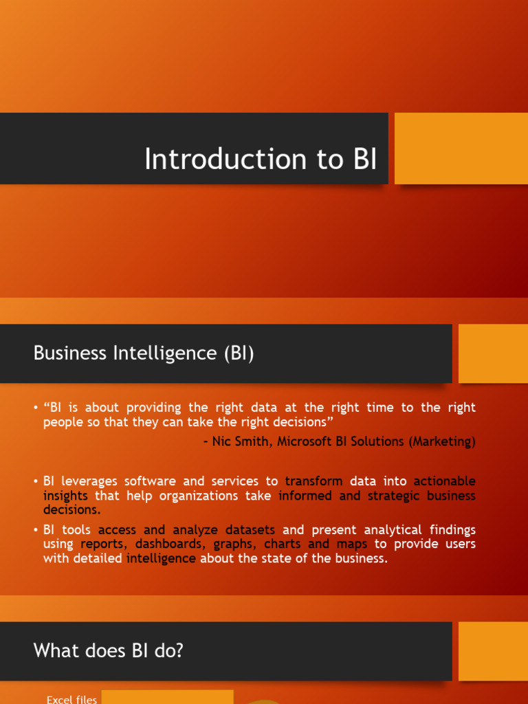 Introduction To BI | PDF | Business Intelligence | Data Analysis
