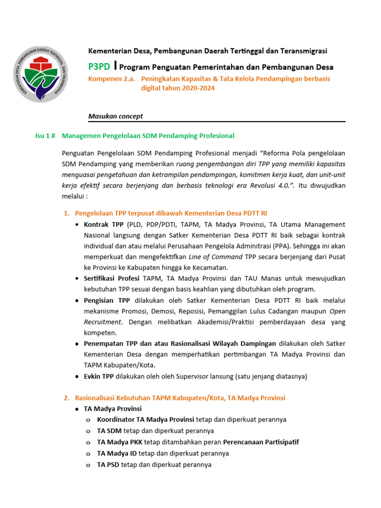 Masukan Concept P3PD Tahun 2020 SD 2024 | PDF | Ilmu Sosial