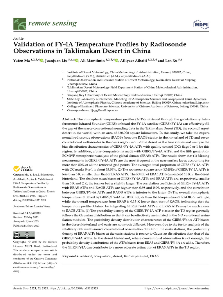 Remote Sensing Pdf Cloud Numerical Weather Prediction