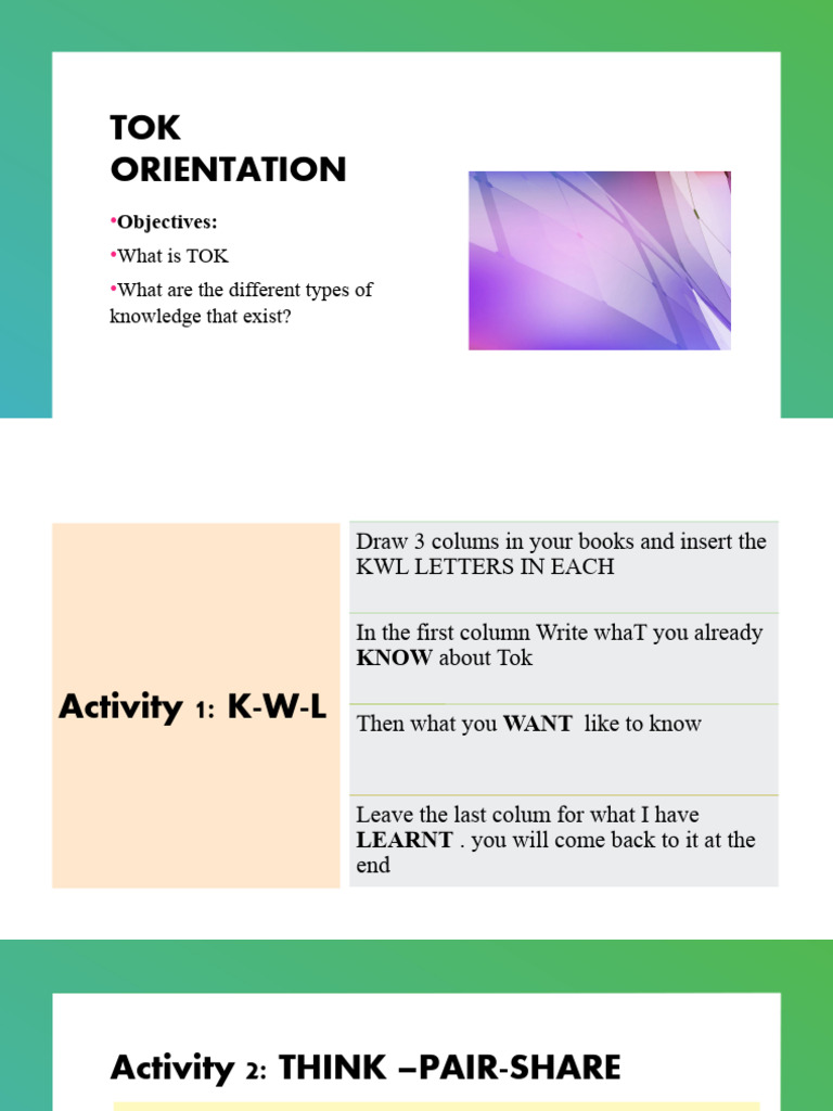 TOK Orientation | PDF | Knowledge | Evidence
