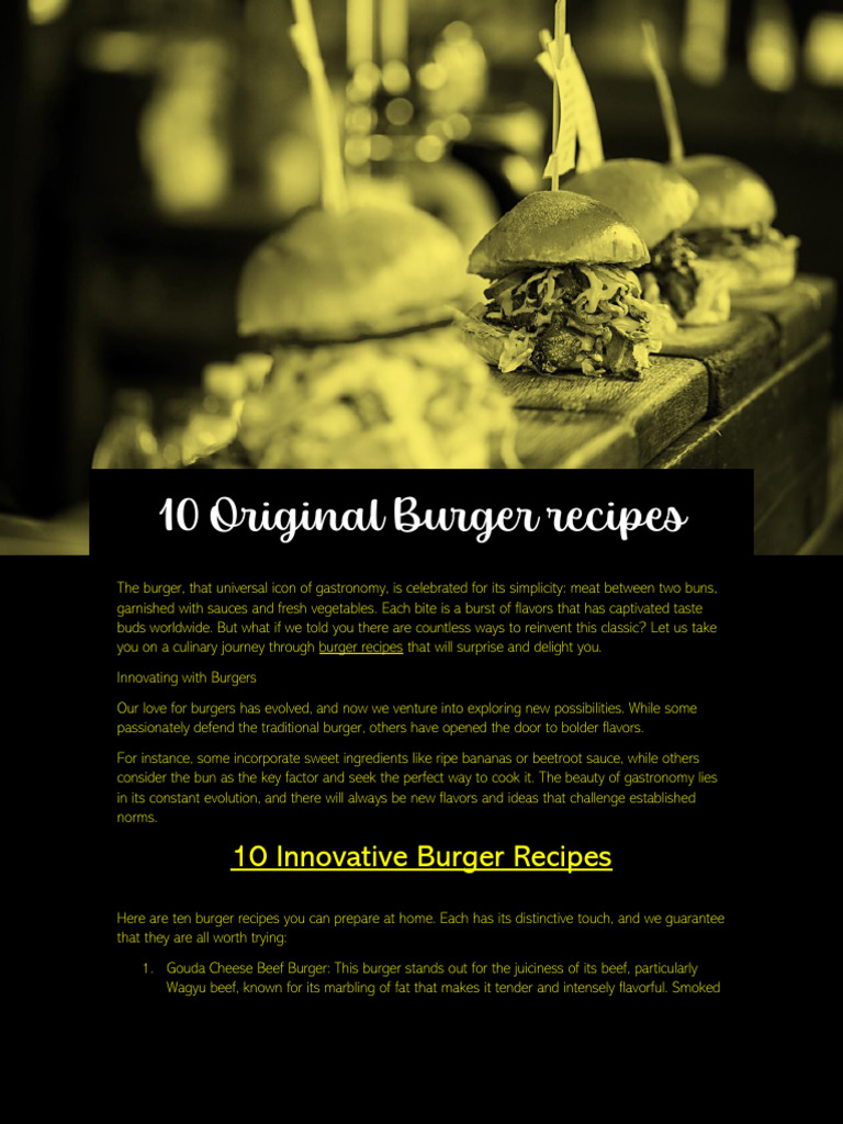 Burger Recipes | PDF | Hamburgers | Cooking
