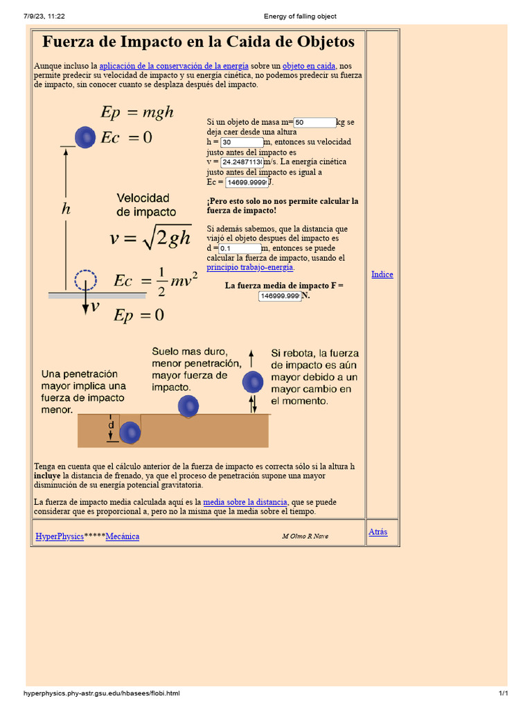 Fuerza de Impacto | PDF | Fuerza | Energía cinética
