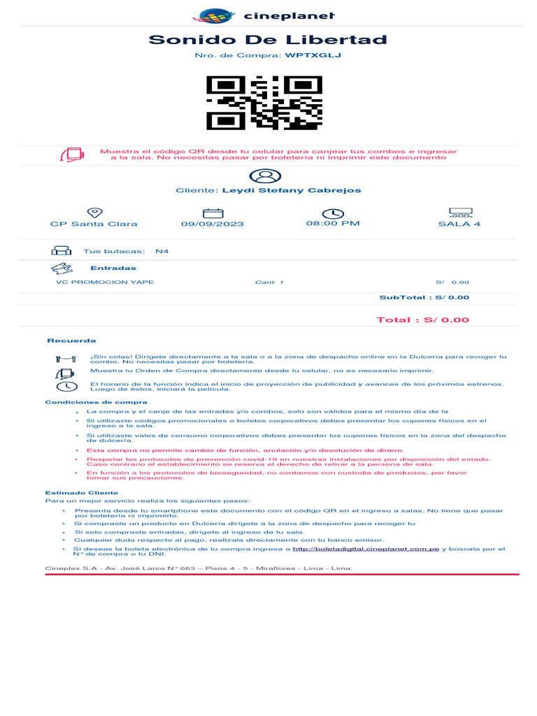 COMPROBANTE Sonido de Libertad Adriel | PDF