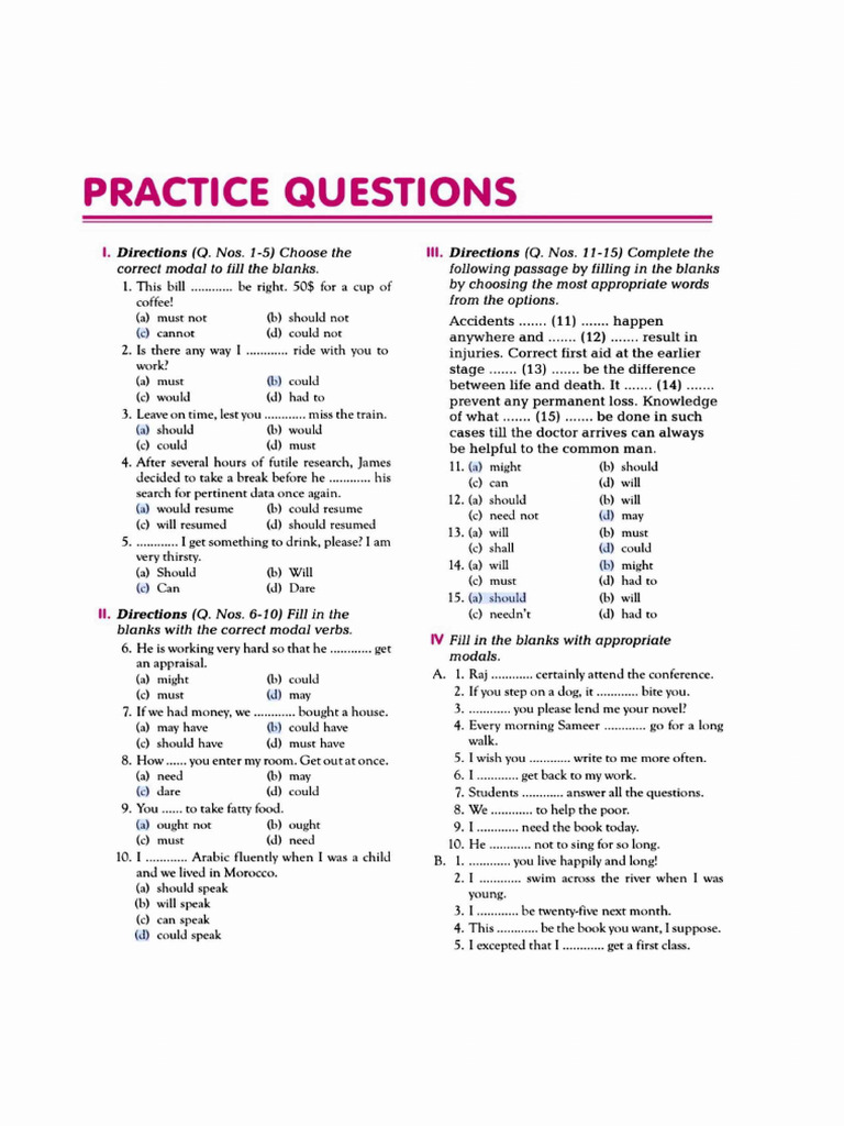 Modals Practice QA PDF | PDF