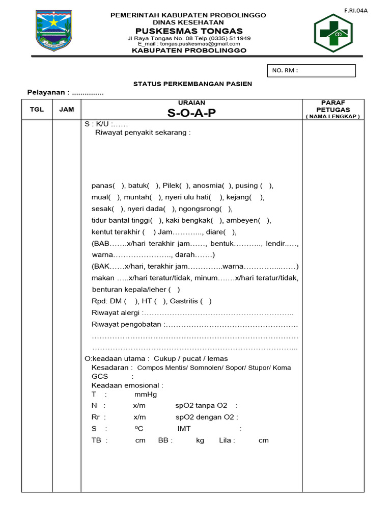 Contoh Penulisan SOAP Keperawatan | PDF