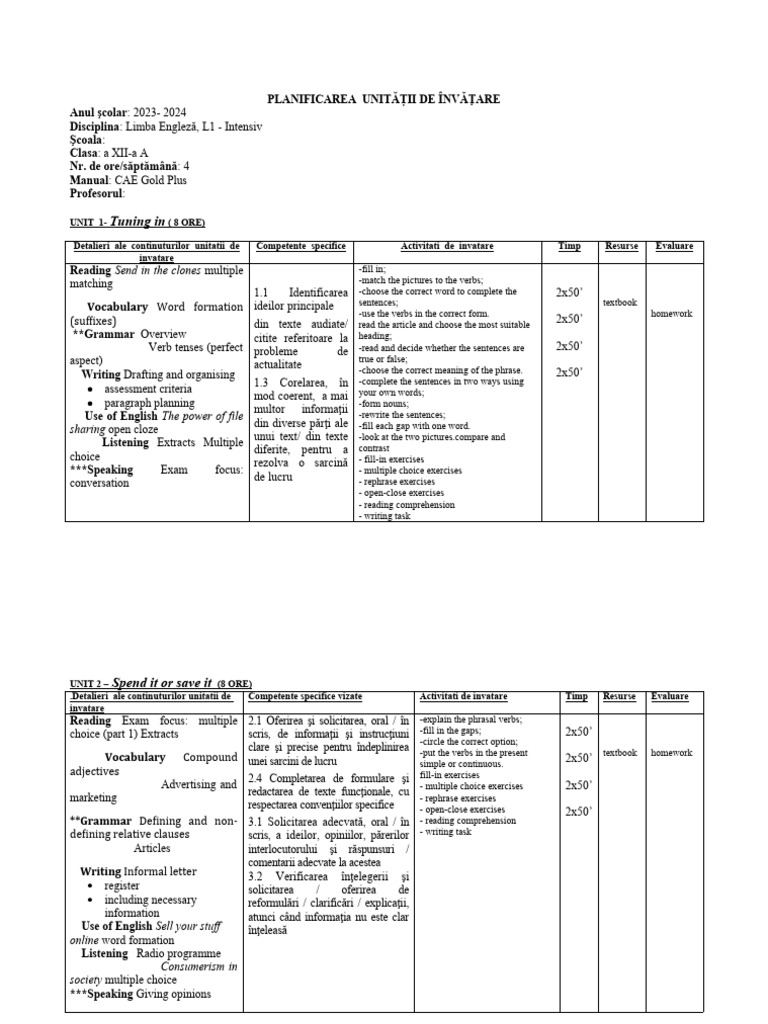 Proiectare CAEGold Plus Unitati | PDF