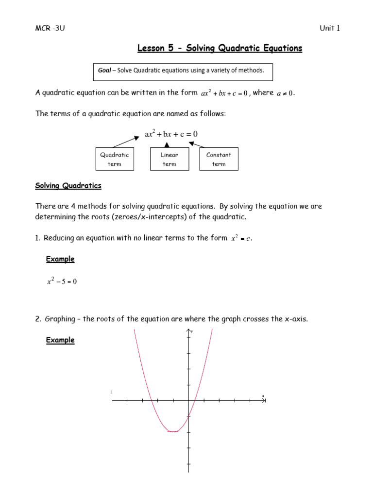 Lesson 5 | PDF | Quadratic Equation | Applied Mathematics