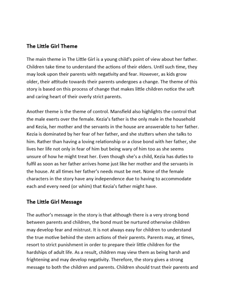 The Little Girl - Notes | PDF | Stuttering | Father