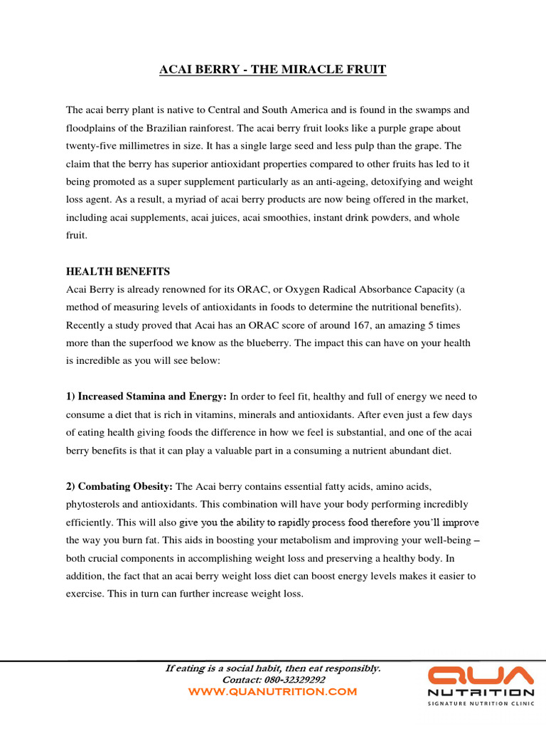 Acai Berry | PDF | Berry | Nutrition