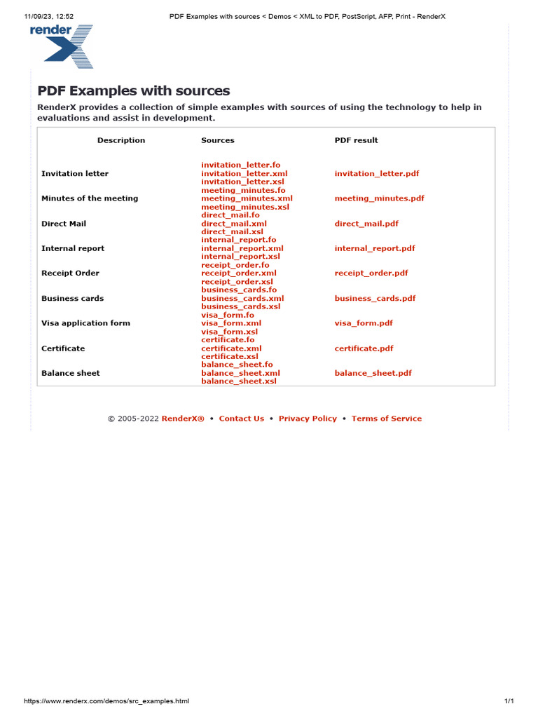PDF Examples With Sources - Demos - XML To PDF, PostScript, AFP, Print ...