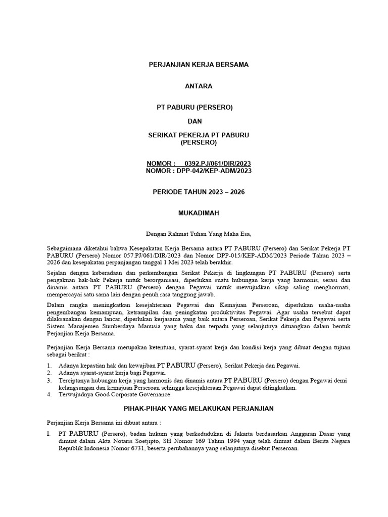 Perjanjian Kerja Sama | PDF