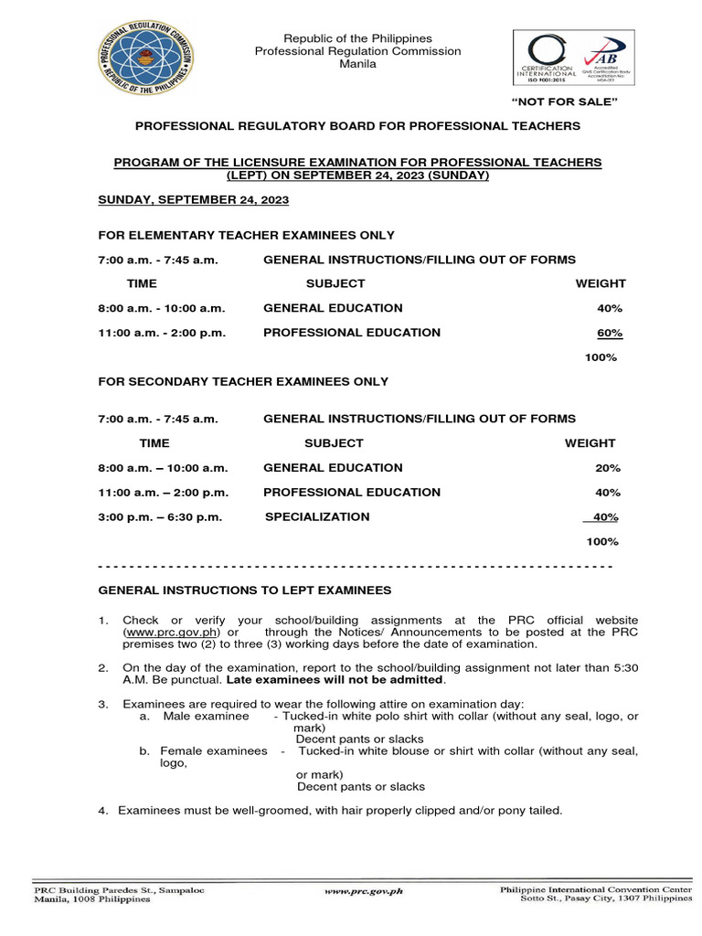 Exam Program September 2023 LET | PDF | Smartwatch