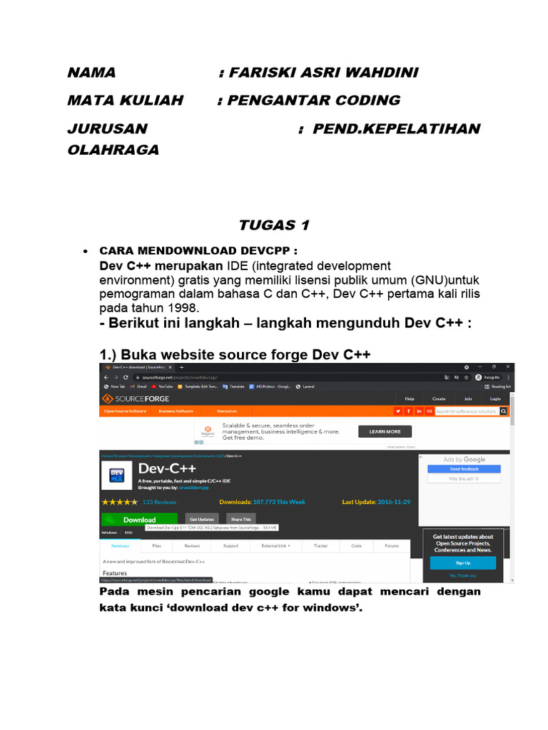 Tugas 1 Pengantar Coding Fariski Asri 2 | PDF