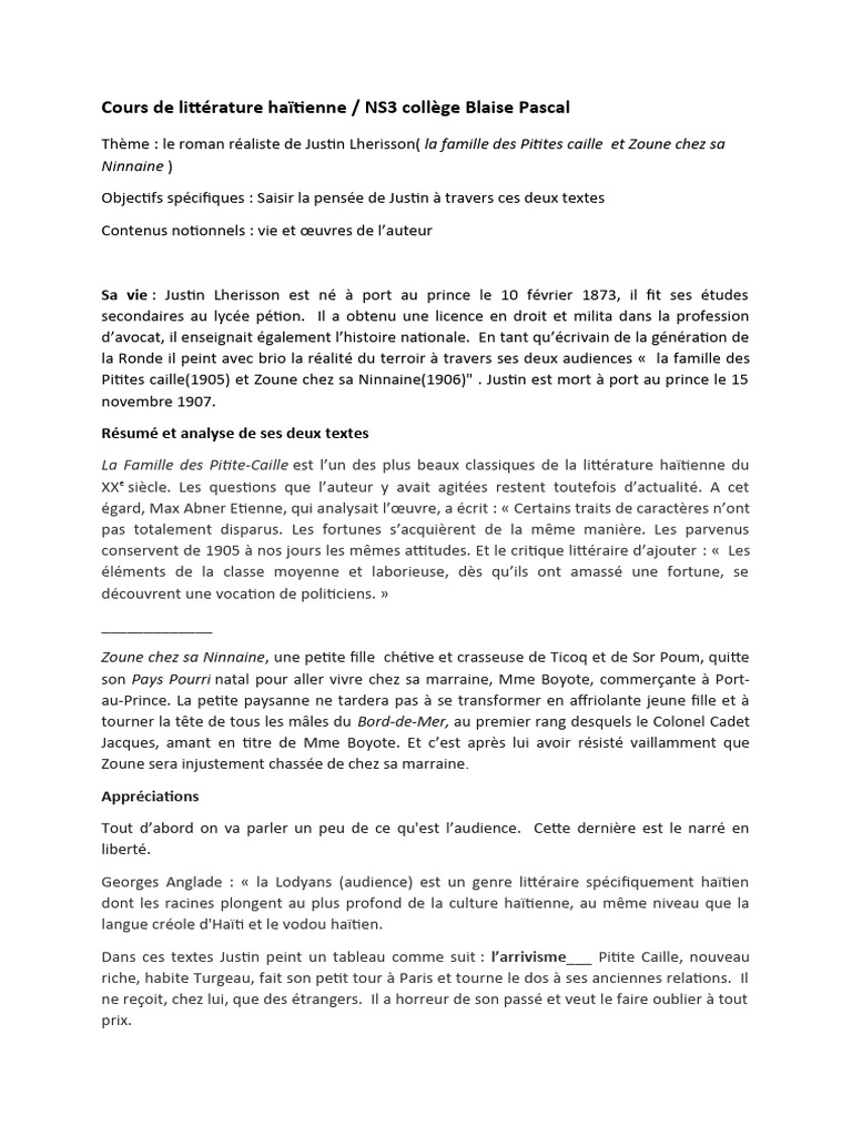Cours Litt. Haïtienne | PDF | Rhétorique