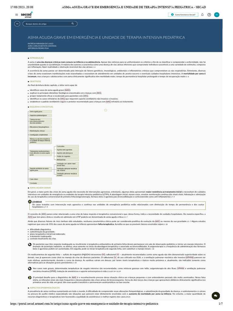 Asma Aguda Grave em Emergência e Unidade de Terapia Intensiva ...