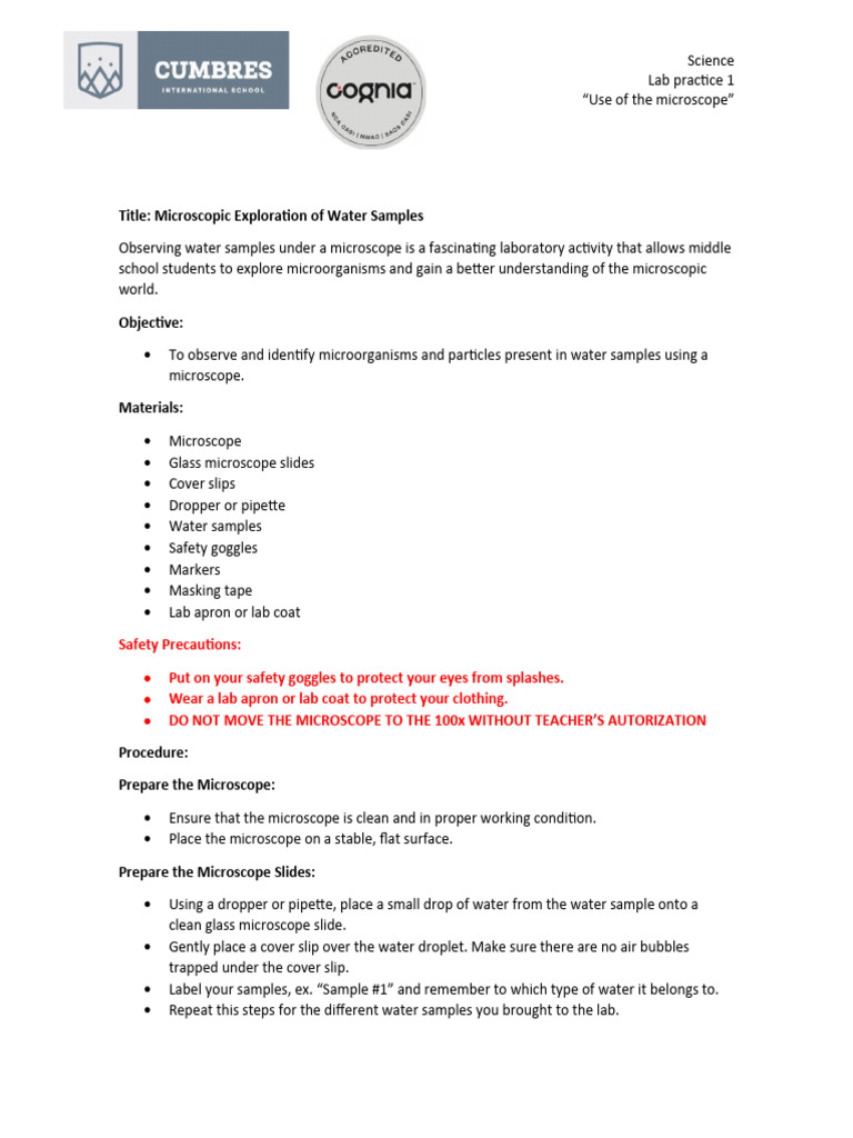 Lab Practice 1 Microscope | PDF | Microscope | Laboratories