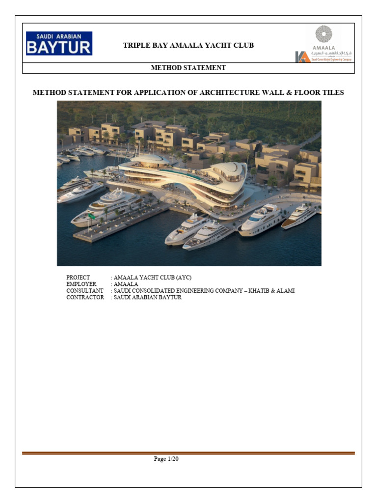 Method Statement For Application of Tiles Works | PDF | Safety ...