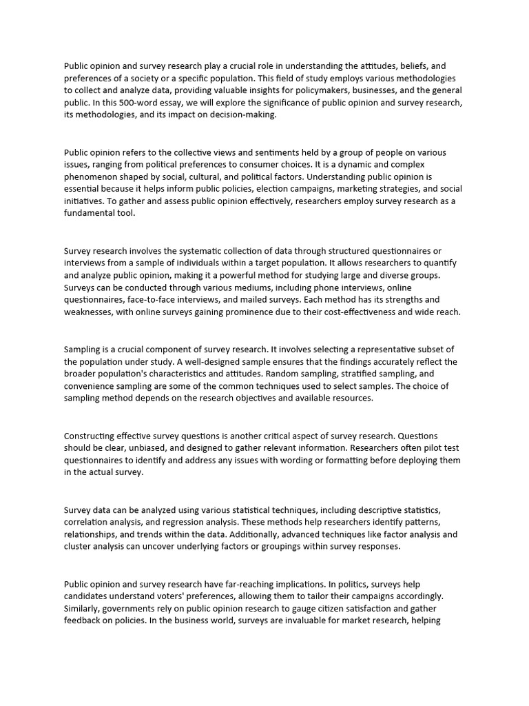 Public Opinion and Survey Research Insights | PDF | Survey Methodology ...