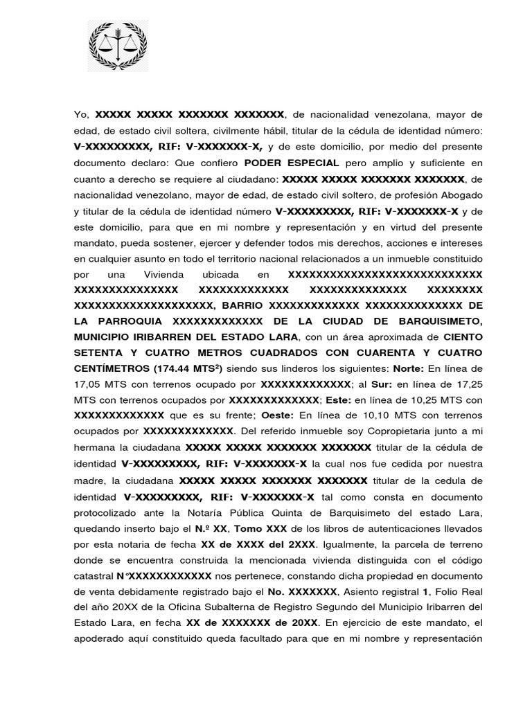 Modelo Poder Sobre Vivienda Cedida | PDF
