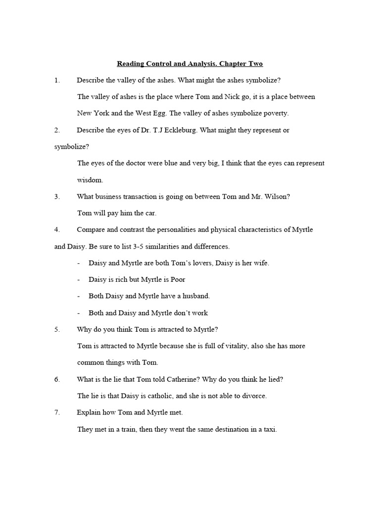 Reading Control and Analysis - CHAPTER TWO Julian Samaniego | PDF | The Great Gatsby