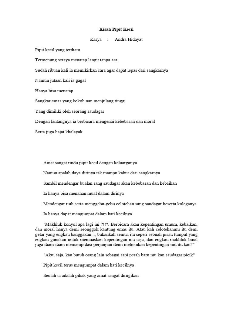 Kisah Pipit Kecil | PDF