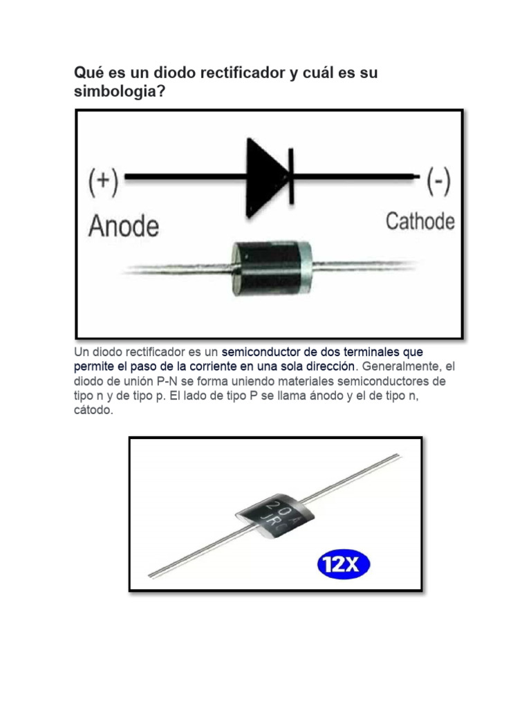 Qué Es Un Diodo Rectificador y Cuál Es Su Simbologia | PDF | Diodo ...