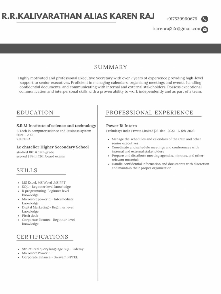 Gray and White Simple Clean Resume | PDF