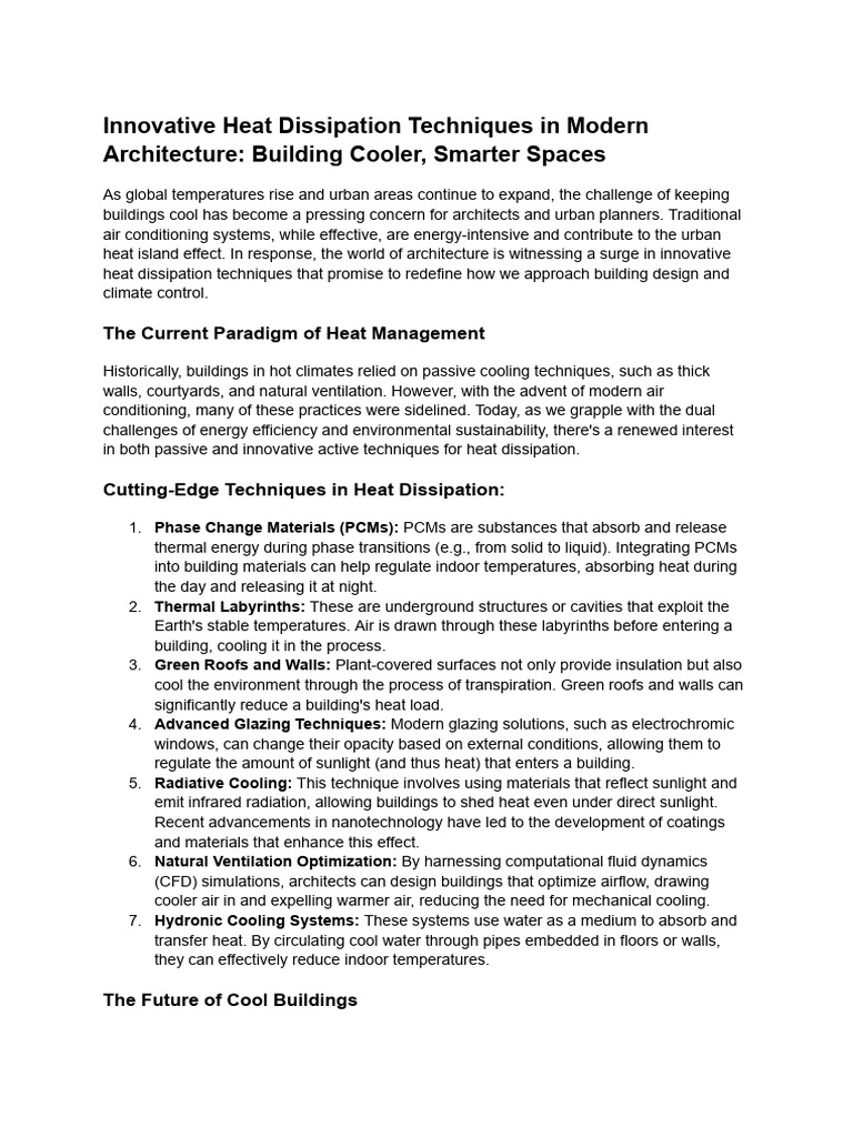 Innovative Heat Dissipation Techniques in Modern Architecture | PDF ...