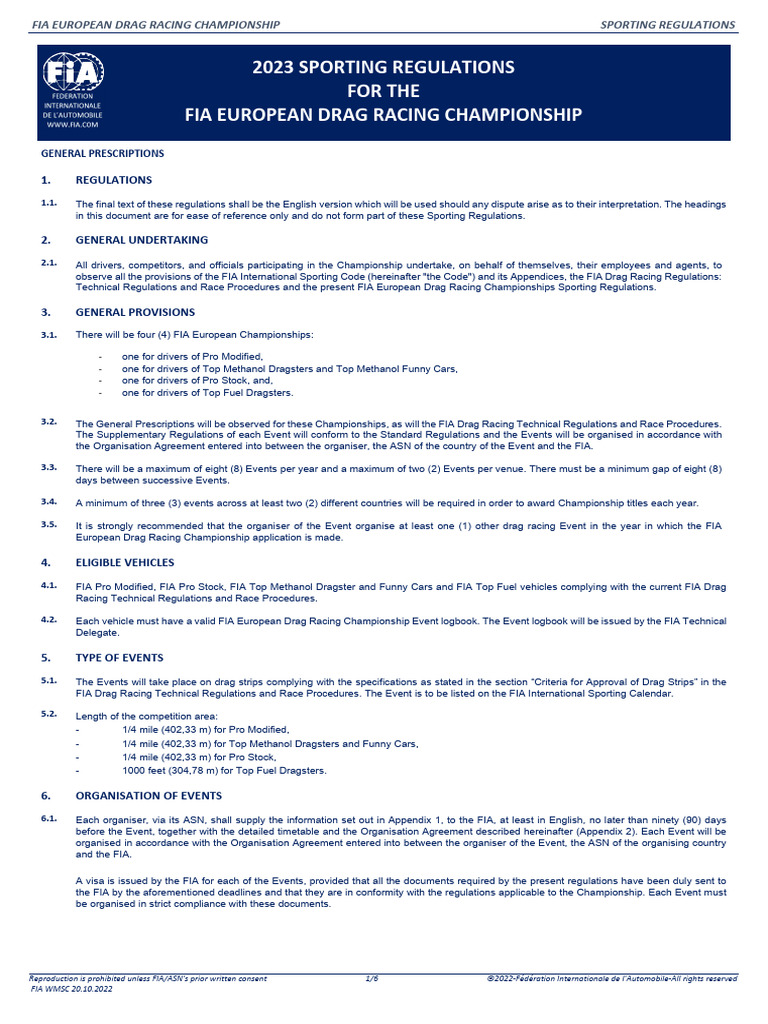 2023 FIA European Drag Racing Rules | PDF | Fédération Internationale ...
