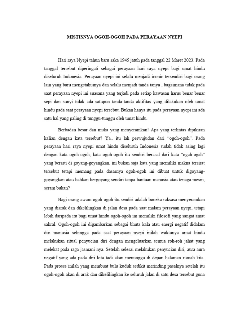 Cerita Nyepi Nama Wayan Regita | PDF