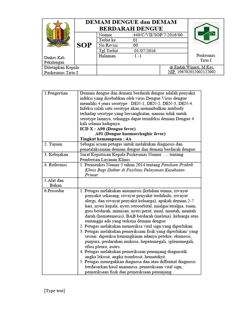 SOP DEMAM DENGUE Dan DBD | PDF
