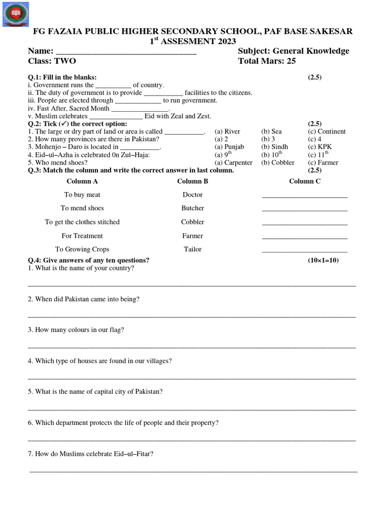 GK Class 2 | PDF