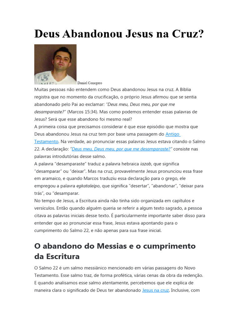 Deus Abandonou Jesus Na Cruz | PDF | Jesus | Salmos Deus Abandonou Jesus Na Cruz | PDF | Jesus | Salmos