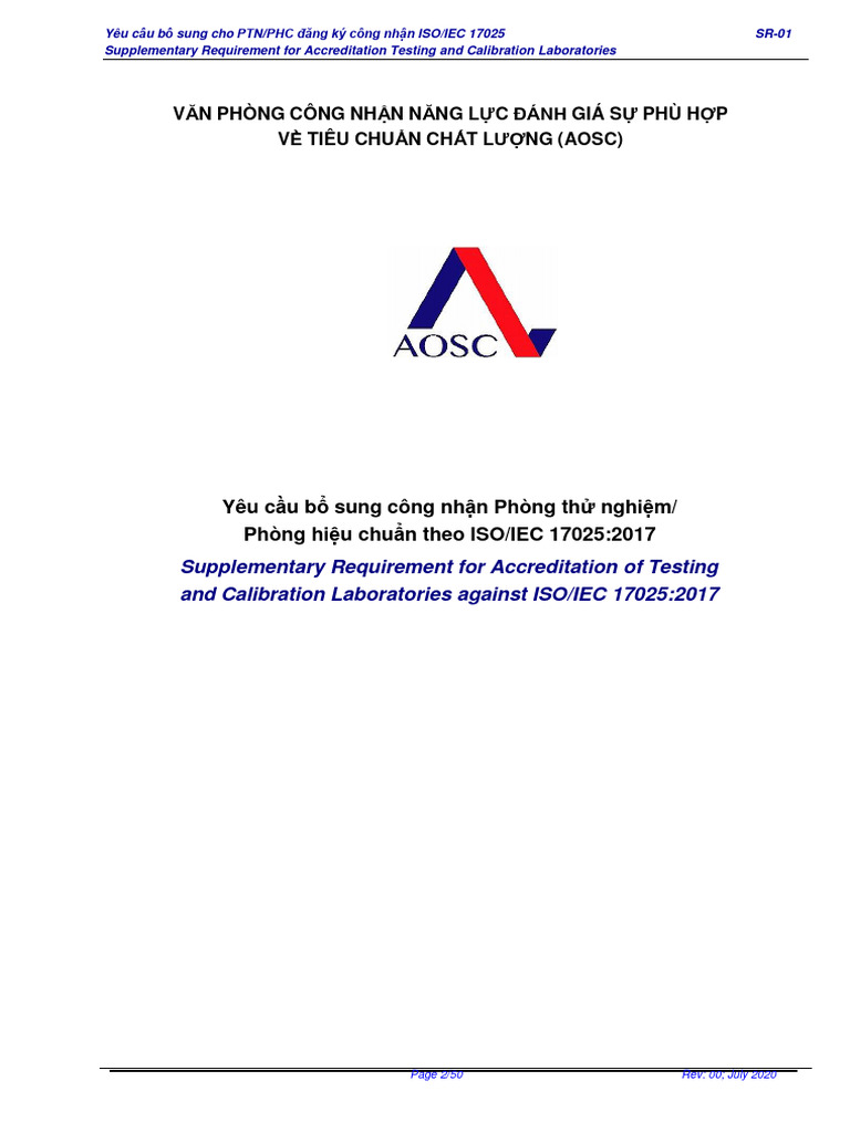 SR-01 Yêu cầu bổ sung công nhận PTN_PHC theo ISO.IEC 17025 | PDF