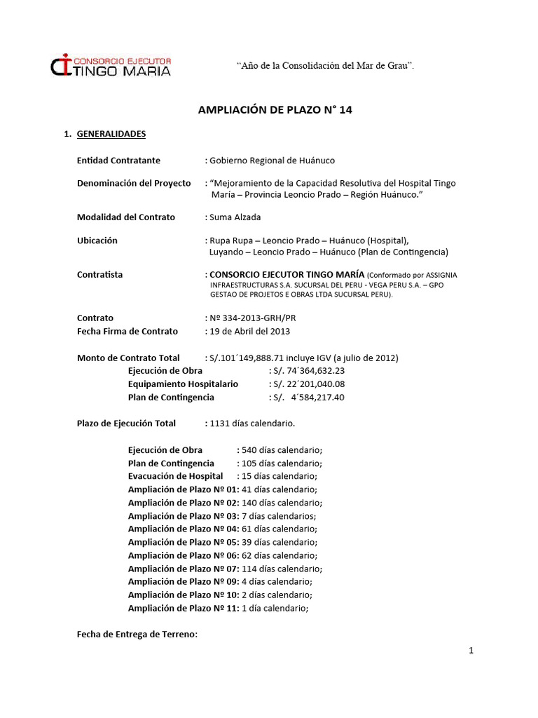 MODELO DE AMPLIACION DE PLAZO Nº14 rev.01 | PDF | Ley común | Consentimiento