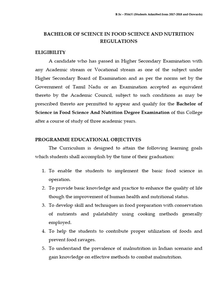 B.SC - Food Science Nutrition | PDF | Blood | Cooking