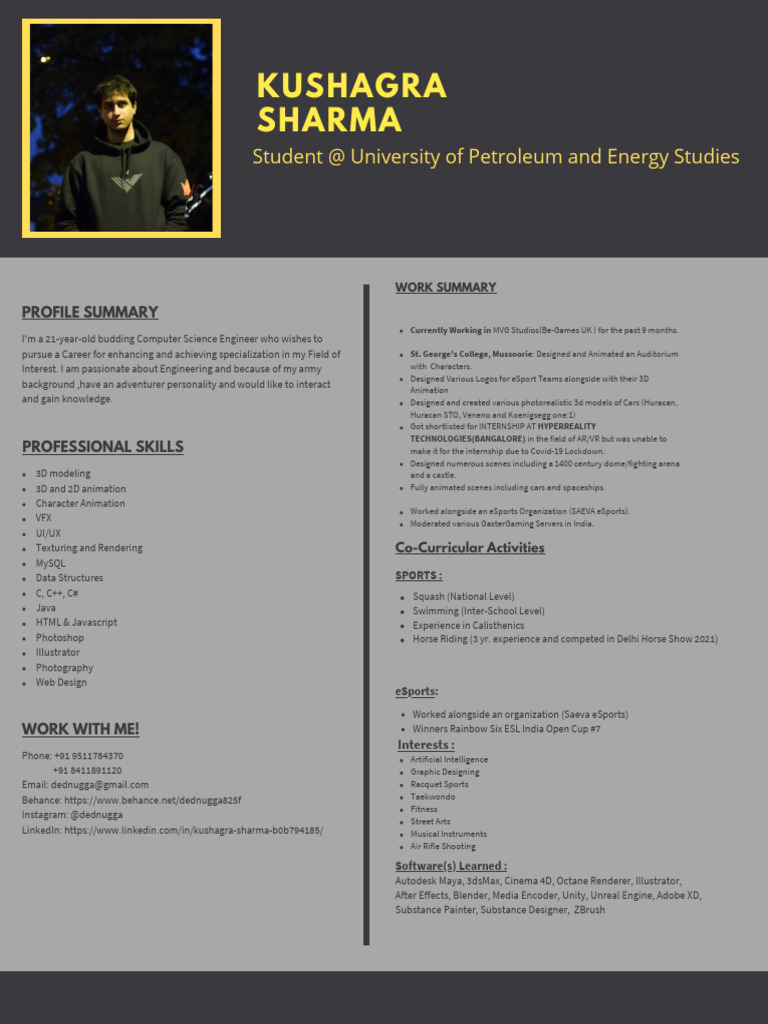 Kushagra Sharma Resume 1 | PDF | 3 D Computer Graphics | Software Engineering
