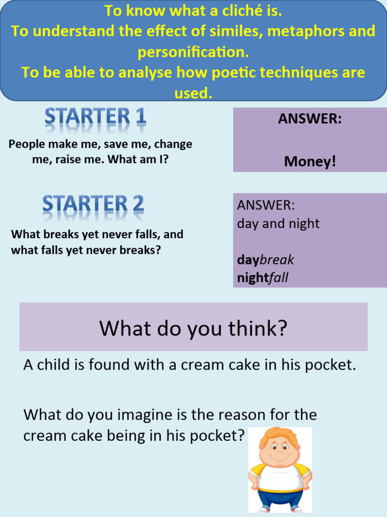 Term 3.1 Yr 7 Week 4 Pen Rhythm - Similes, Metaphors and Personification L1 | PDF | Poetry ...