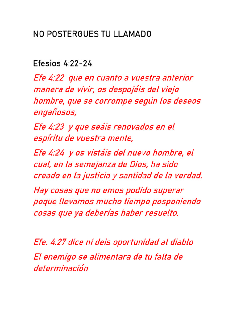 No Postergues Tu Llamado | PDF